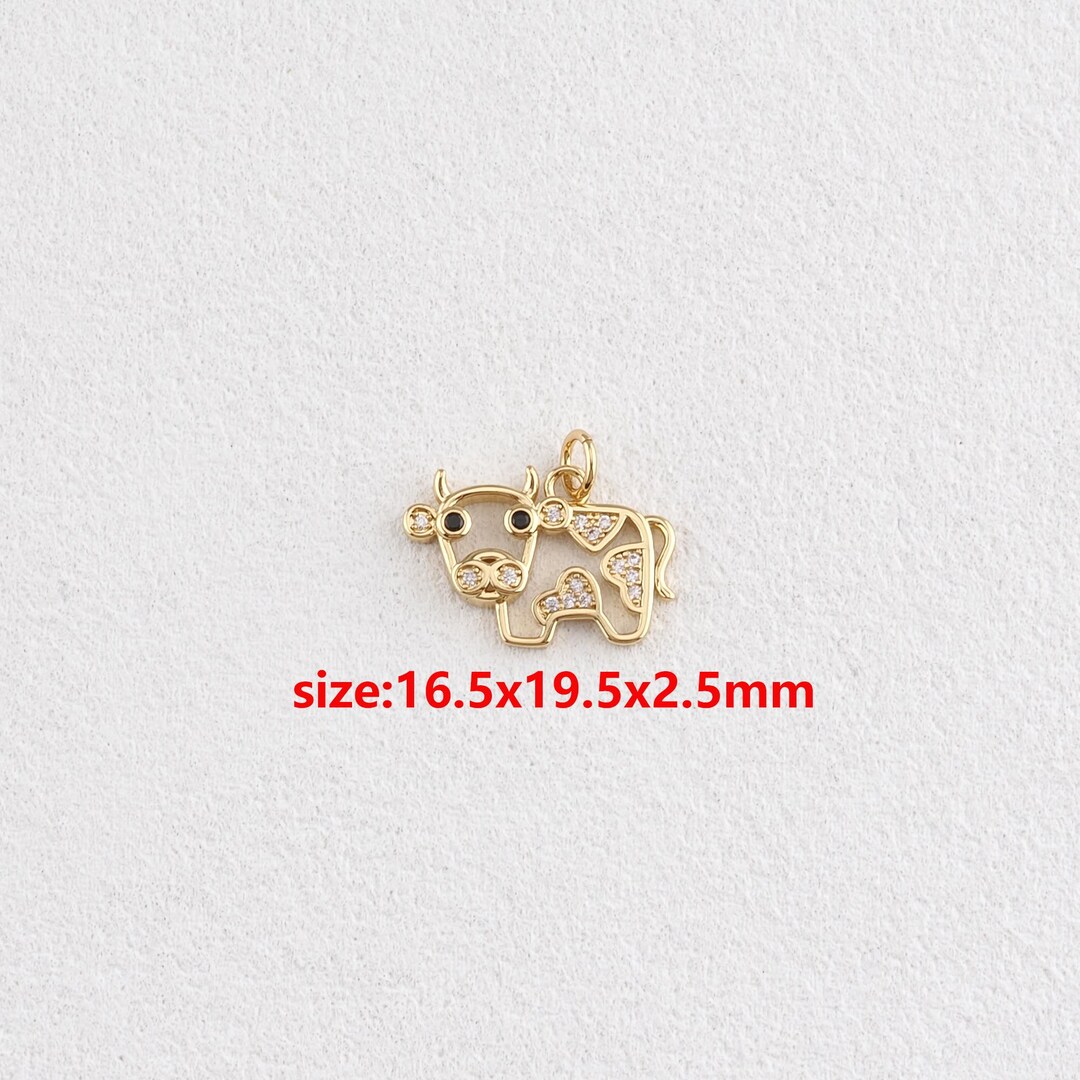18k Gold Filled Cow Pendant,animal Charm,diy Jewelry Accessories - Etsy