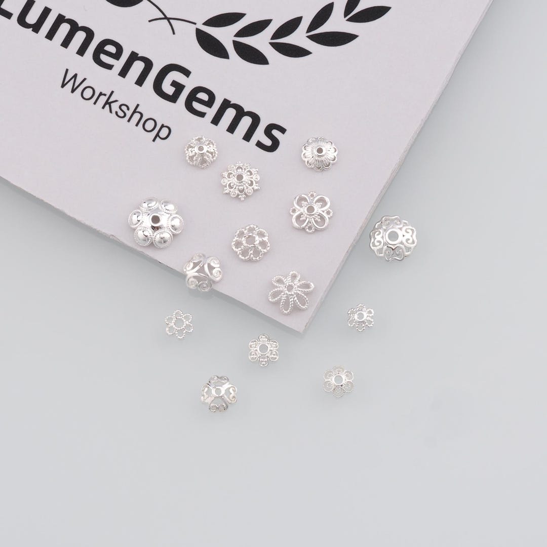 10pcs Silver Bead Caps,flower Bead Caps,diy Jewelry Accessories - Etsy