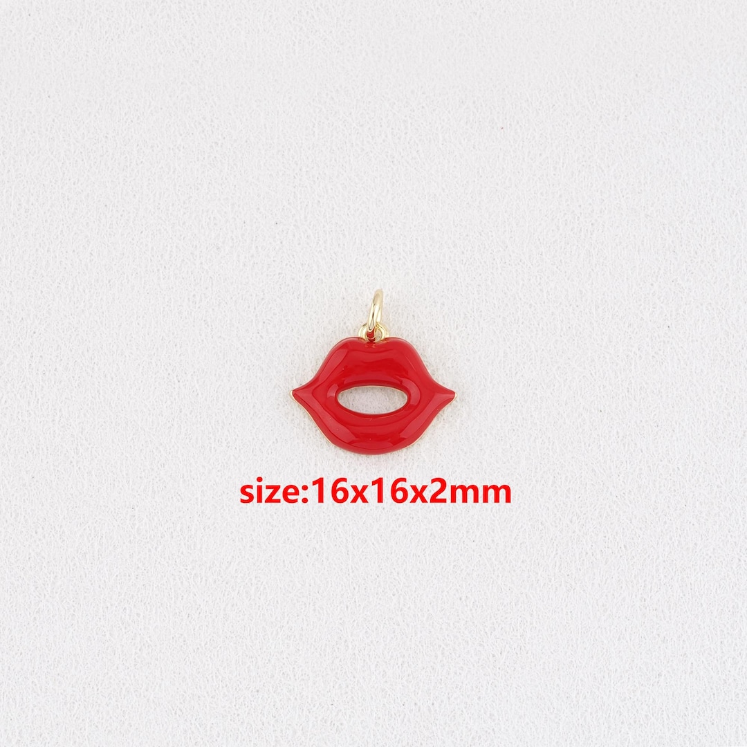18k Gold Filled Lip Pendant,enamel Necklace,diy Jewelry Accessories - Etsy