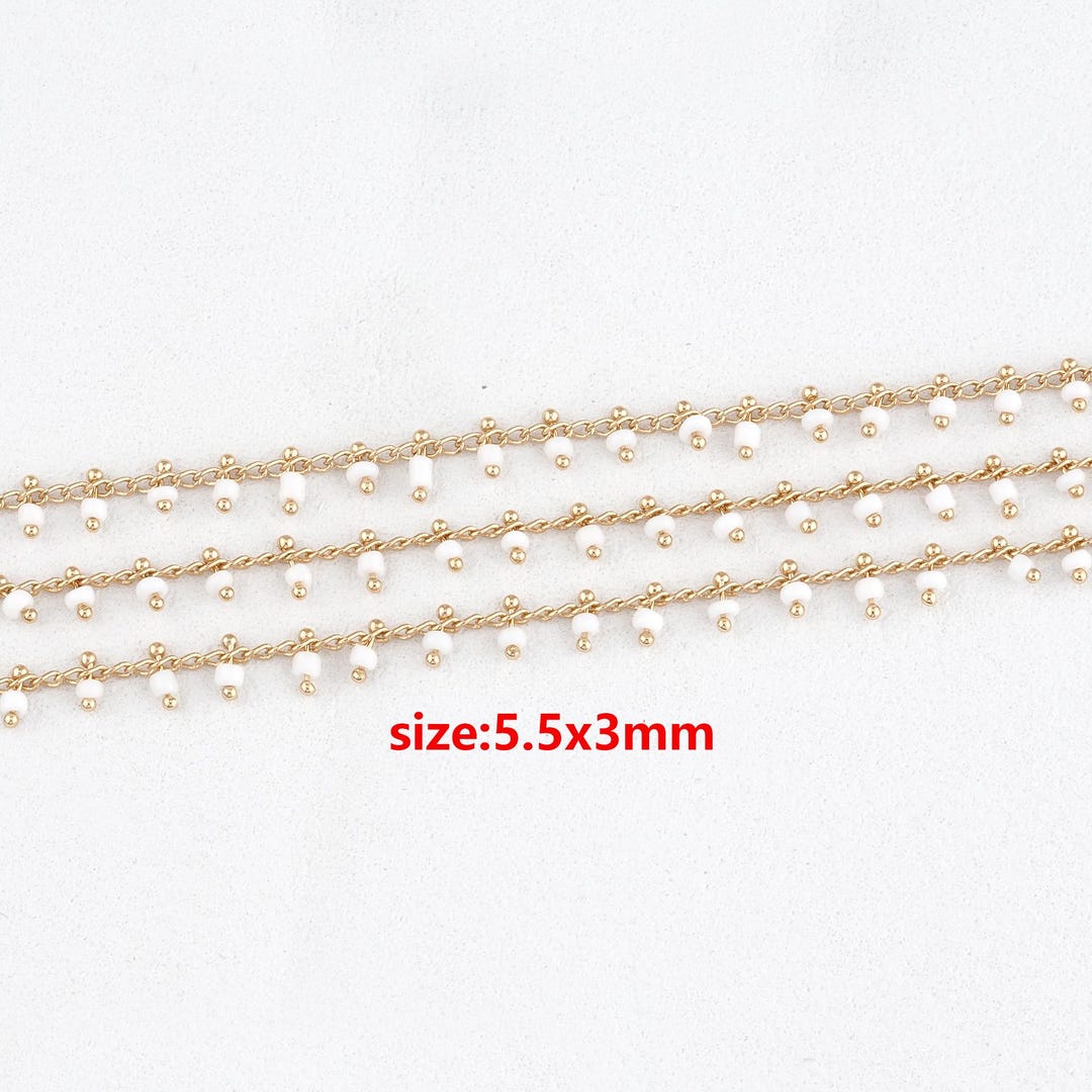 18k Gold Filled Bead Chain,beaded Link Chain,diy Jewelry Accessories - Etsy