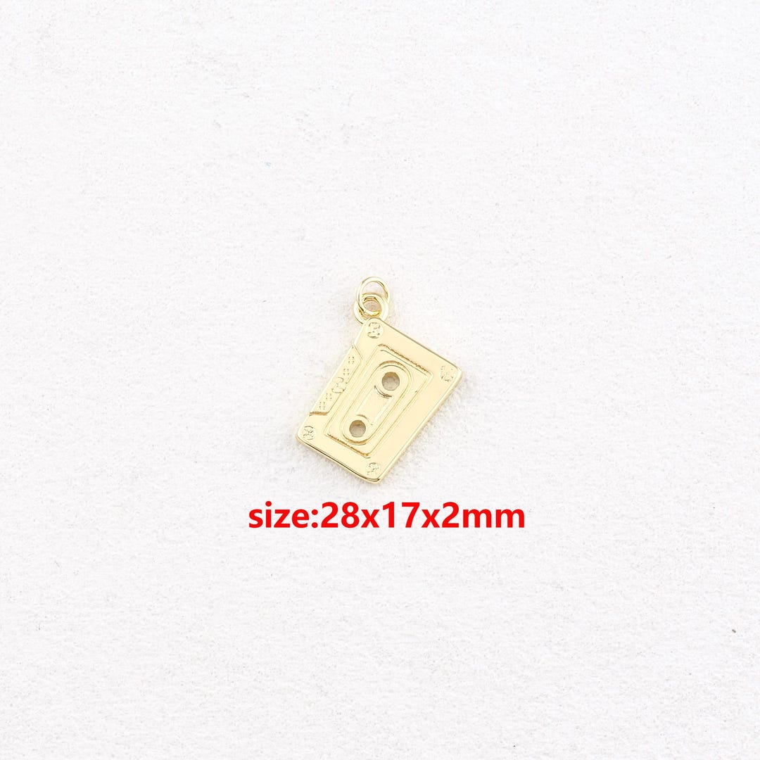 18k Gold Filled Cassette Tape Pendant,cassette Tape Charm,diy Jewelry ...