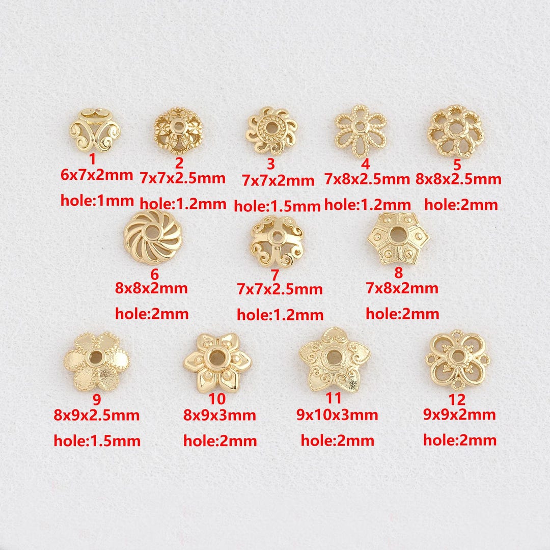 18K Gold Filled Bead Caps,flower Bead Caps,diy Jewelry Accessories - Etsy