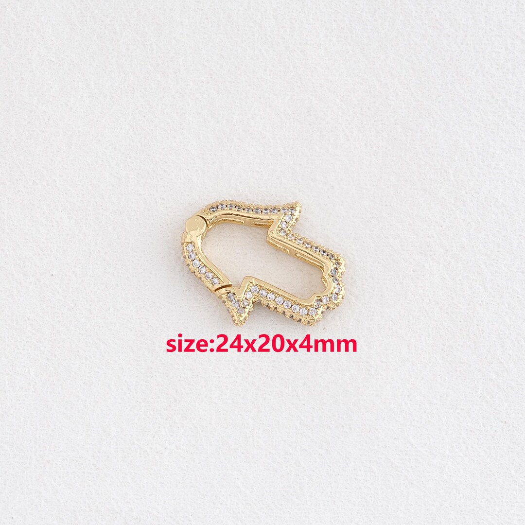 18K Gold Filled Hamsa Carabiner Clasp,gold Spring Clasp,push Gate Clasp ...