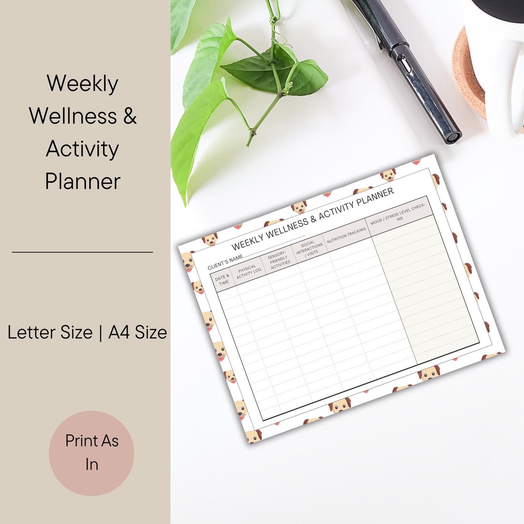 Weekly Wellness and Activity Planner Printable Health Activity Log for ...
