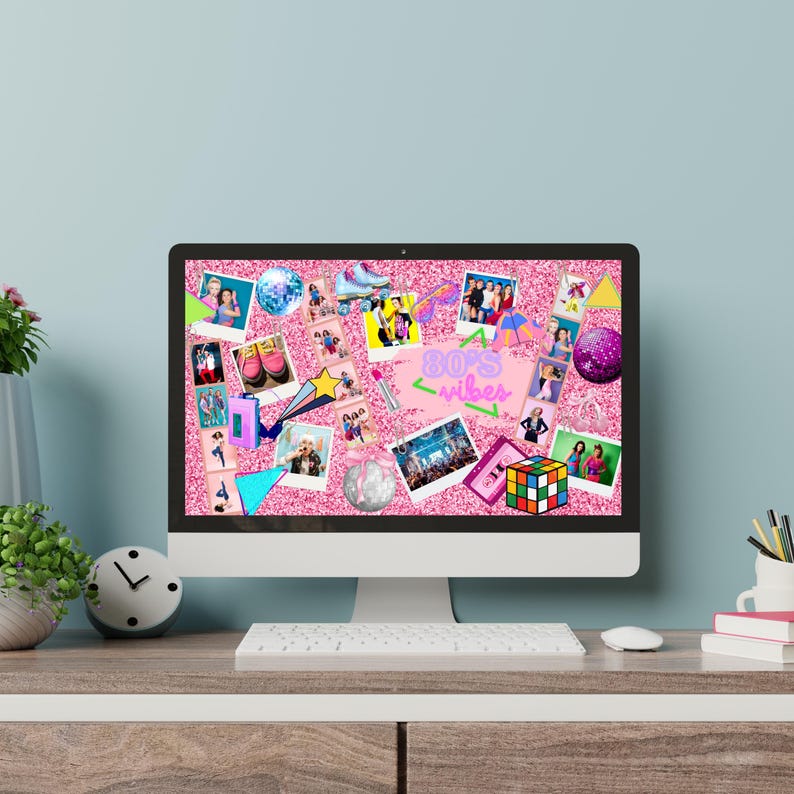 1980s Party Template Photo Collage Vintage Design Neon Decor Retro PDF ...