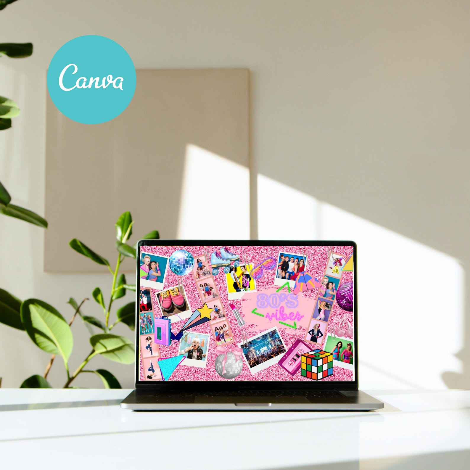 1980s Party Template Photo Collage Vintage Design Neon Decor Retro PDF ...