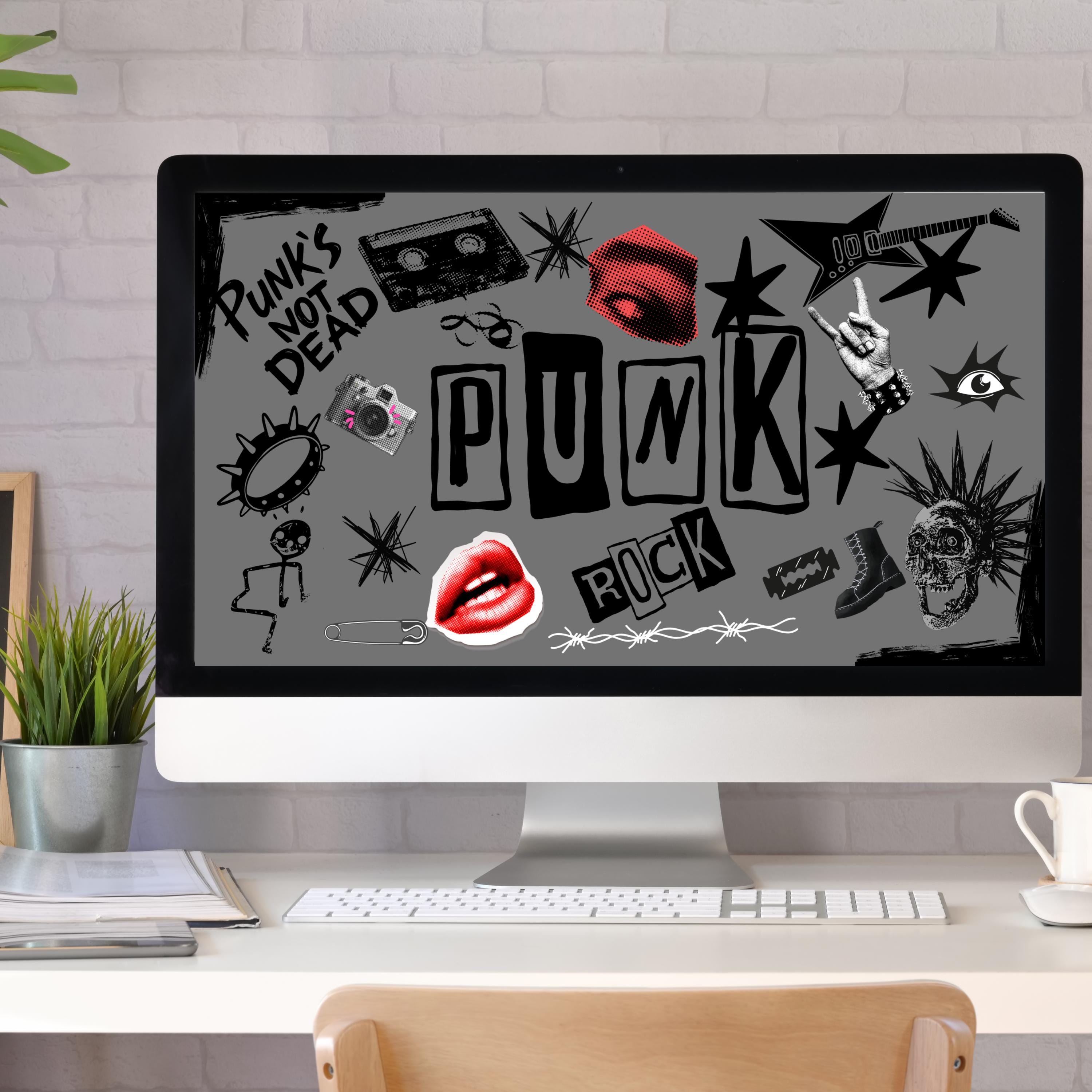Punk Rock Desktop Wallpaper, Cassette Tape, Spiked Art (digital ...