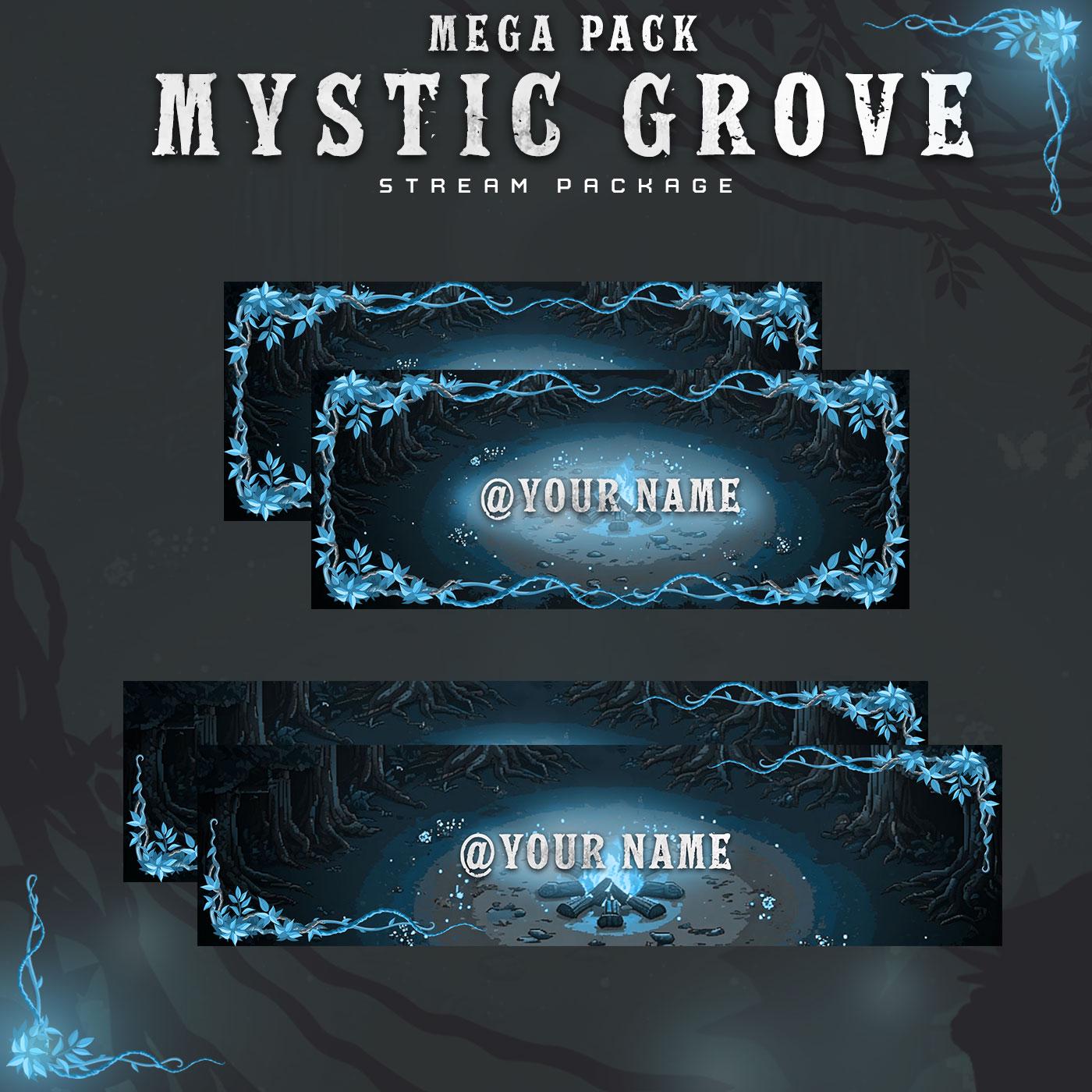 Premium Mystic Grove Twitch Overlays Full Stream Package Green Stinger ...