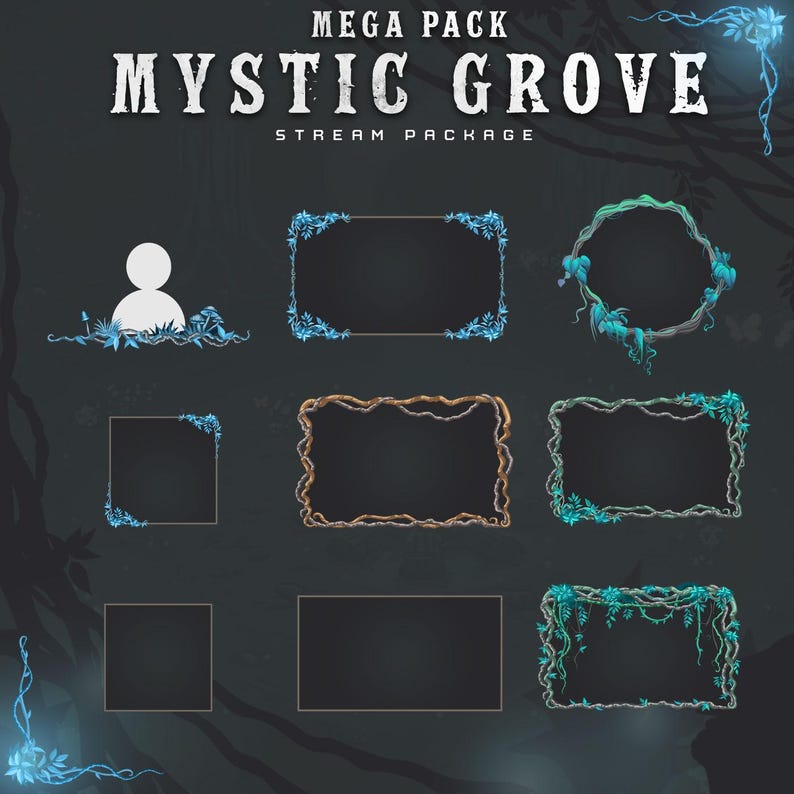 Premium Mystic Grove Twitch Overlays Full Stream Package Green Stinger ...