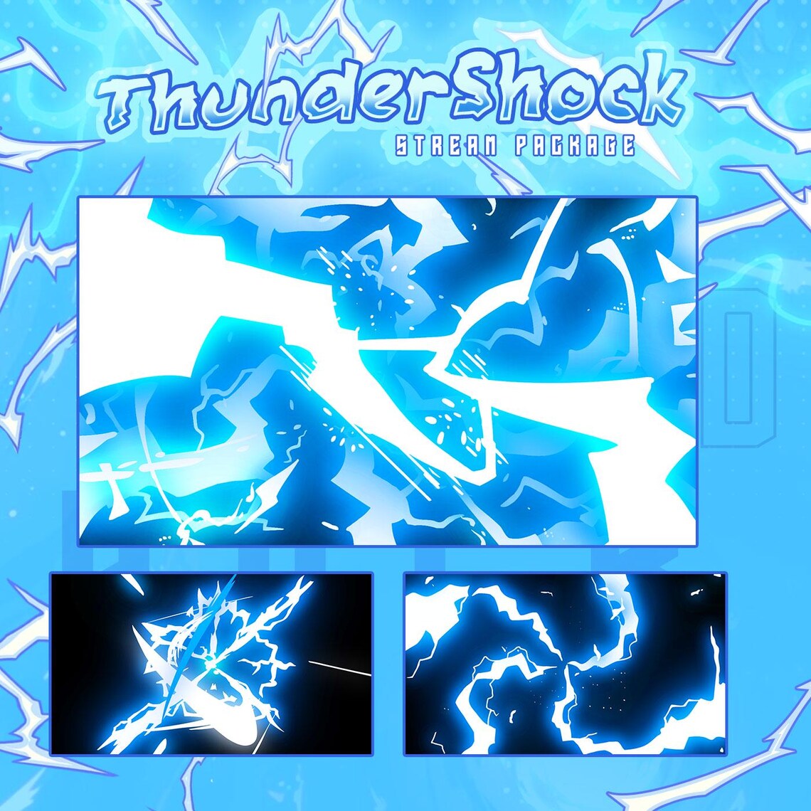 Animated Thundershock Twitch Overlays Full Stream Package Blue Stinger ...