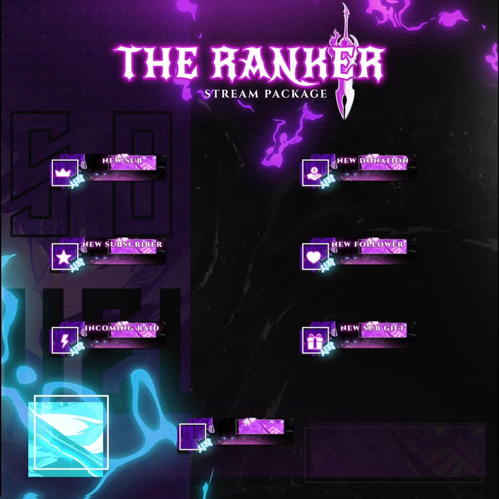 The Ranker Anime Twitch Overlays Full Stream Package Purple Stinger ...