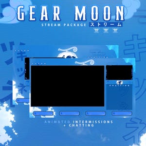 Animated Gear Moon Twitch Overlays Full Stream Package Blue Stinger ...