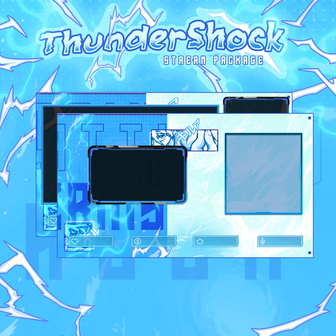 Animated Thundershock Twitch Overlays Full Stream Package Blue Stinger ...
