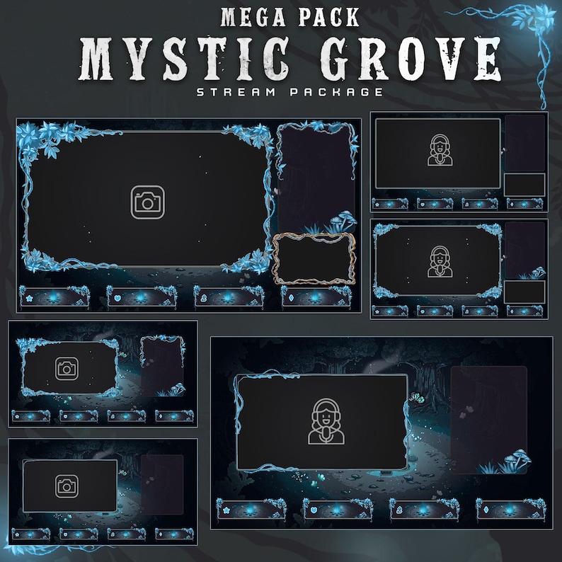 Premium Mystic Grove Twitch Overlays Full Stream Package Green Stinger ...