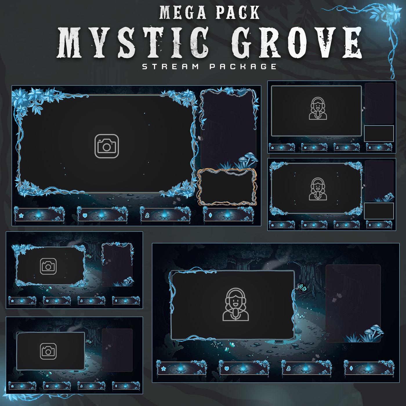 Premium Mystic Grove Twitch Overlays Full Stream Package Green Stinger ...