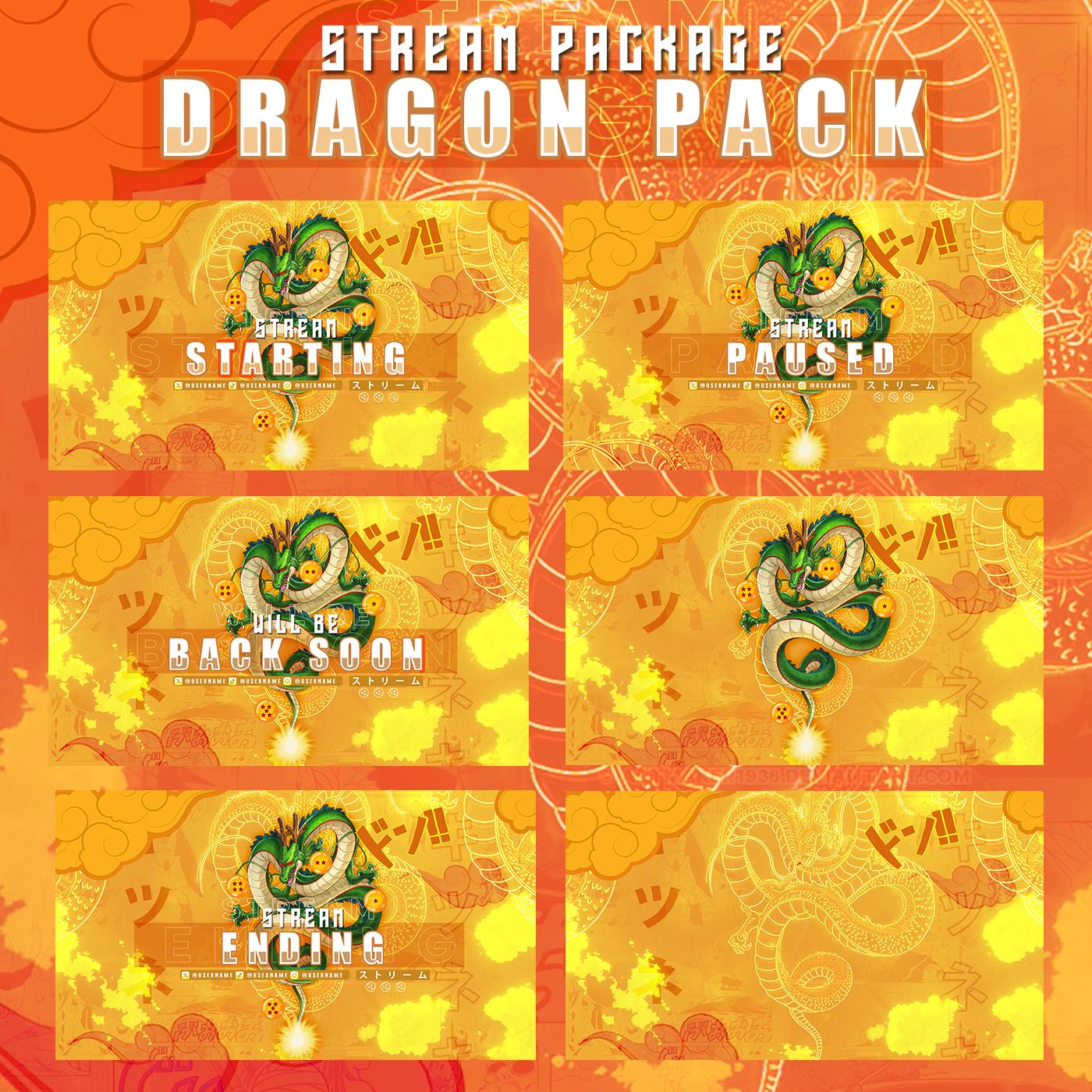 Dragon Stream Pack Twitch Overlays Full Stream Package Dark Stinger ...