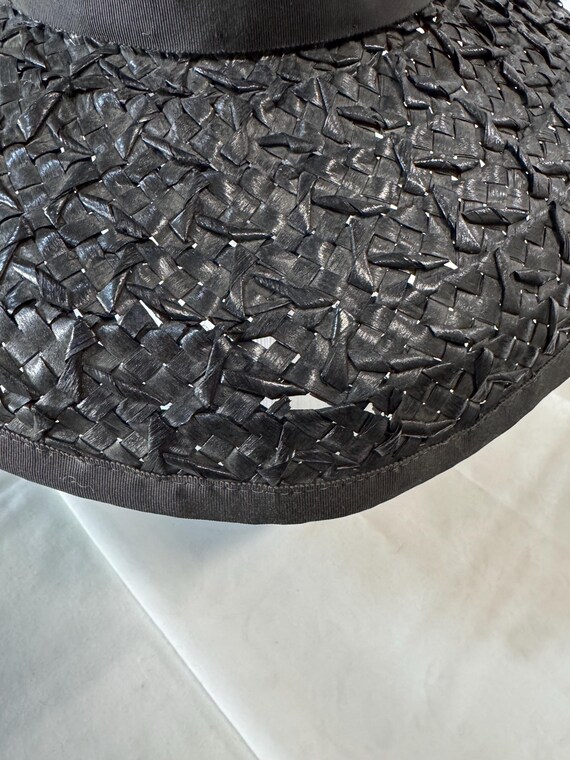 1950's Audrey Hepburn Style Black Crepe Hat - Gem