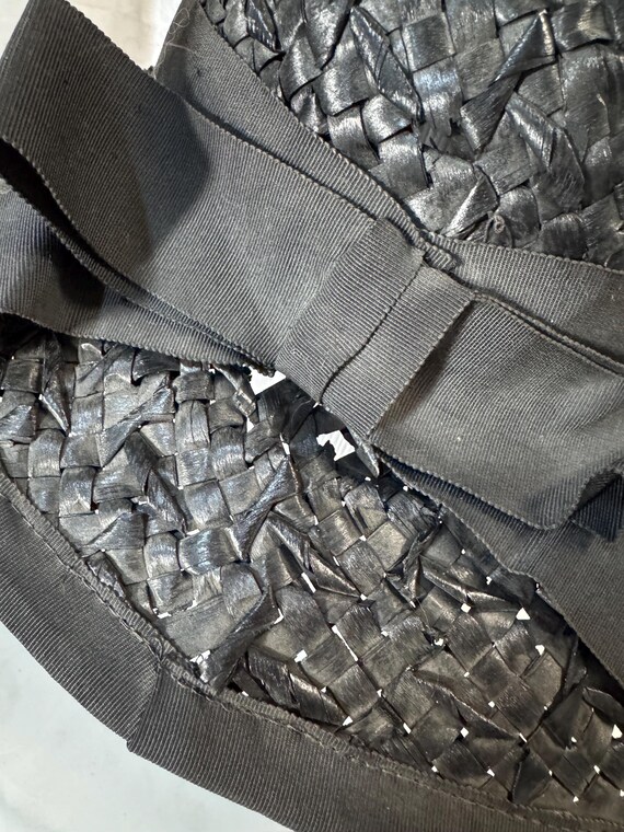 1950's Audrey Hepburn Style Black Crepe Hat - Gem