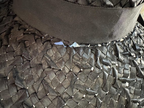 1950's Audrey Hepburn Style Black Crepe Hat - Gem