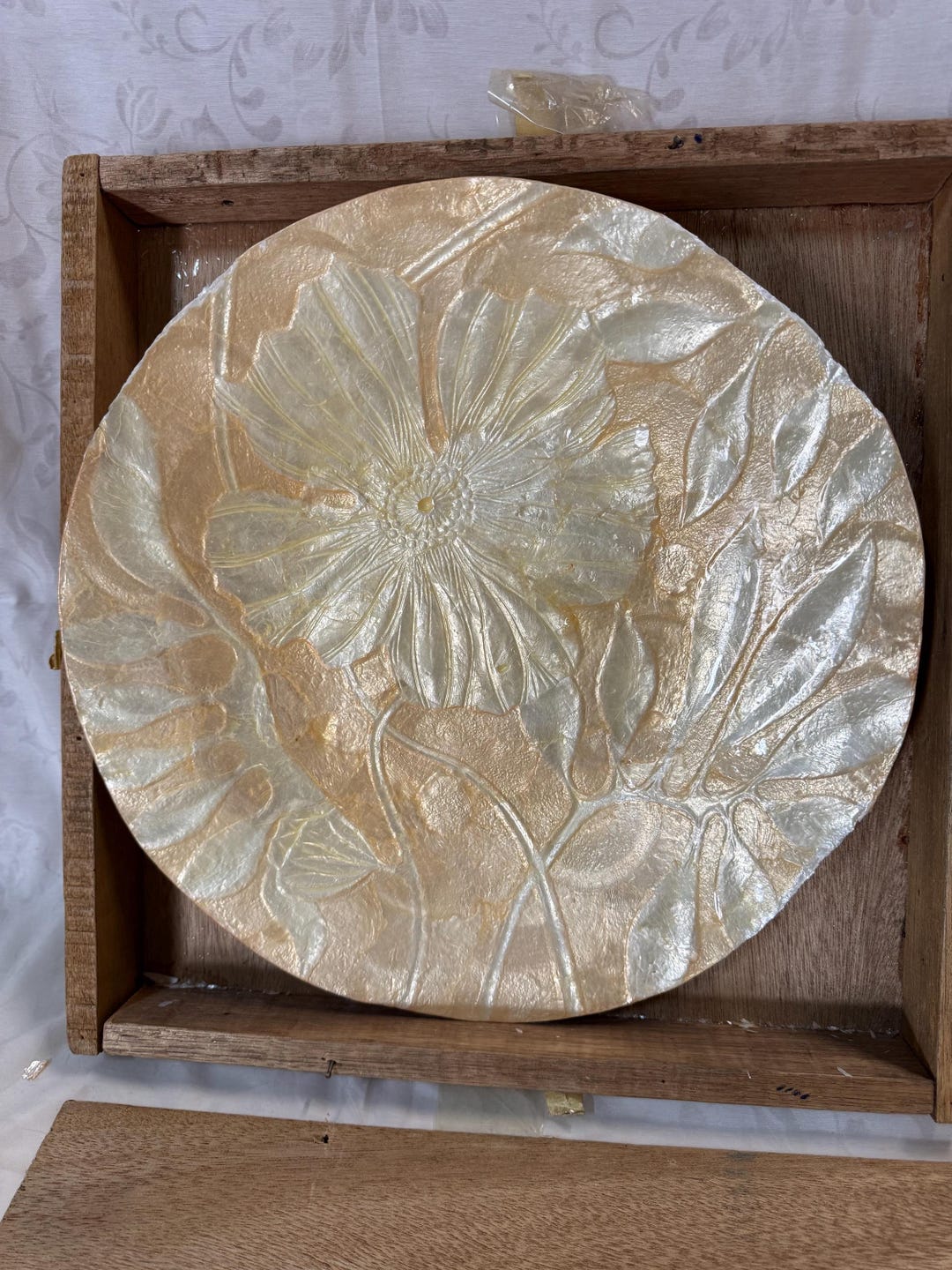 1980's Peach and Cream Capiz Shell Plate - Etsy