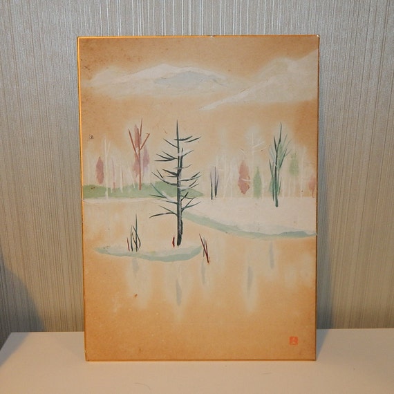 Japanese Chigiri-e Torn-paper Collage Art on Shikishi Board - Etsy