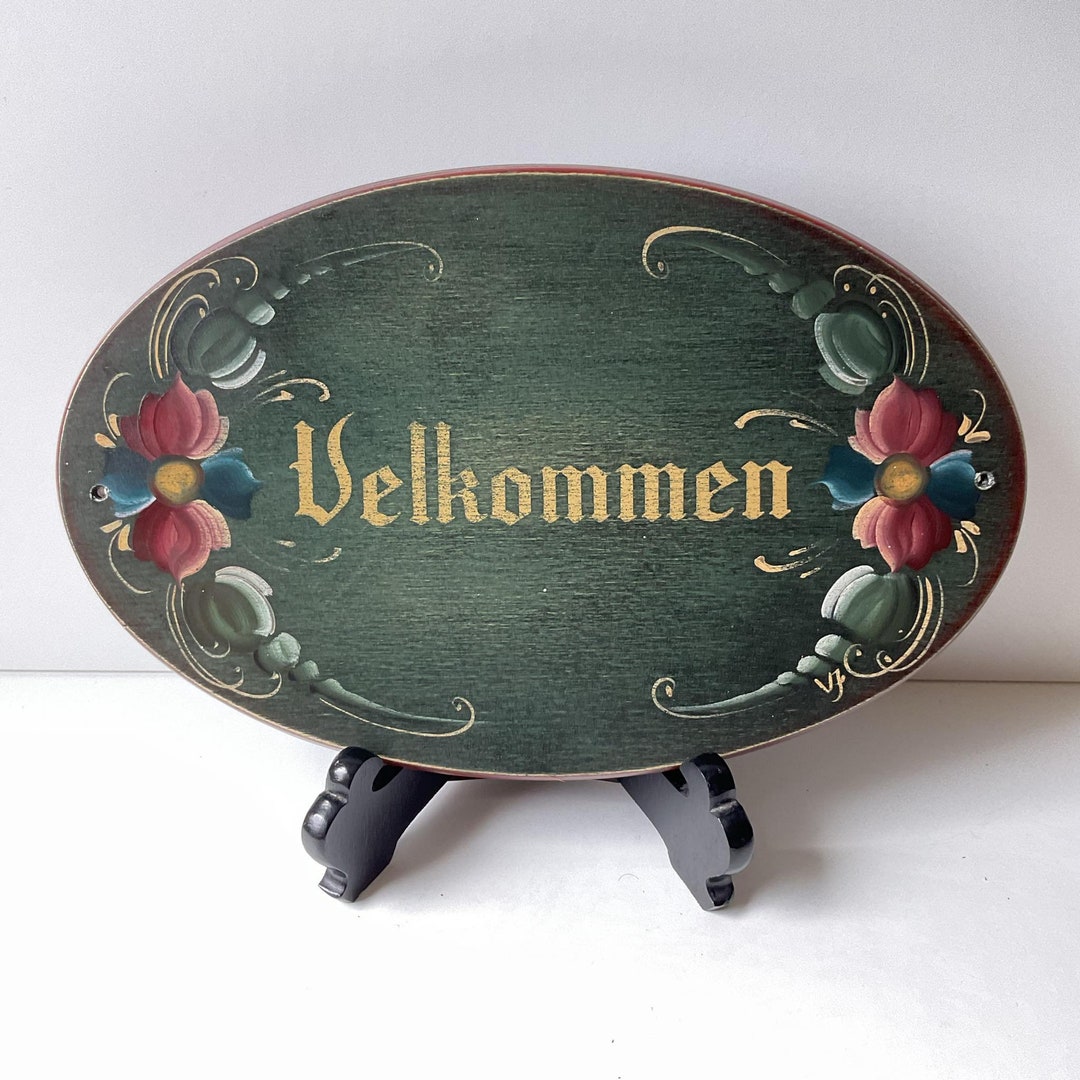 Hand Painted Rosemaling Painting Folk Norwegian Scandinavian Farmhouse ...