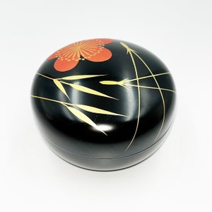 Japanese Lacquered Wooden Box With Gold Hand Painted Floral - Etsy