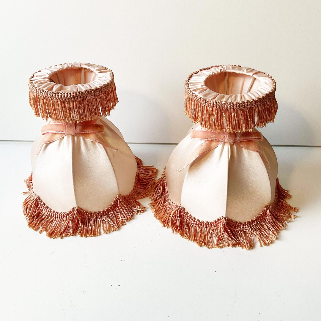 2 Vintage Lovely Pink Satin Lamp Shades With Small Stains - Etsy