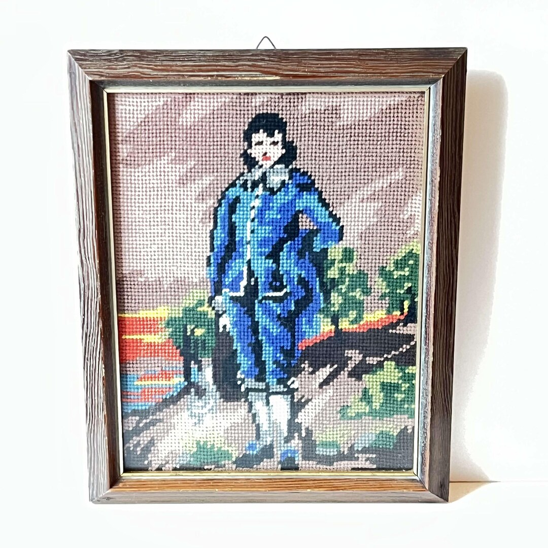 Vintage Needlepoint Victorian "the Blue Boy" With Frame Wall Art Decor ...