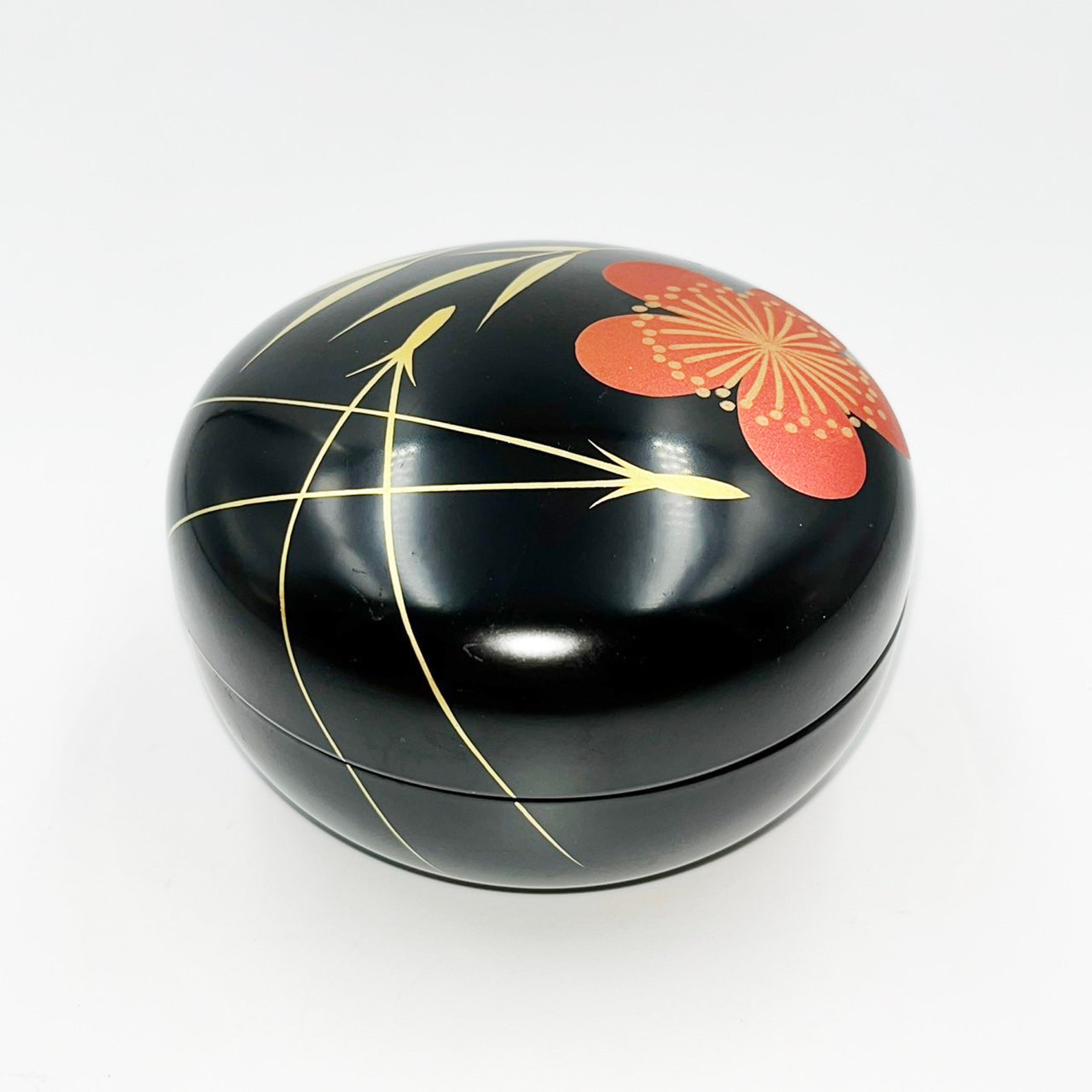 Japanese Lacquered Wooden Box With Gold Hand Painted Floral - Etsy