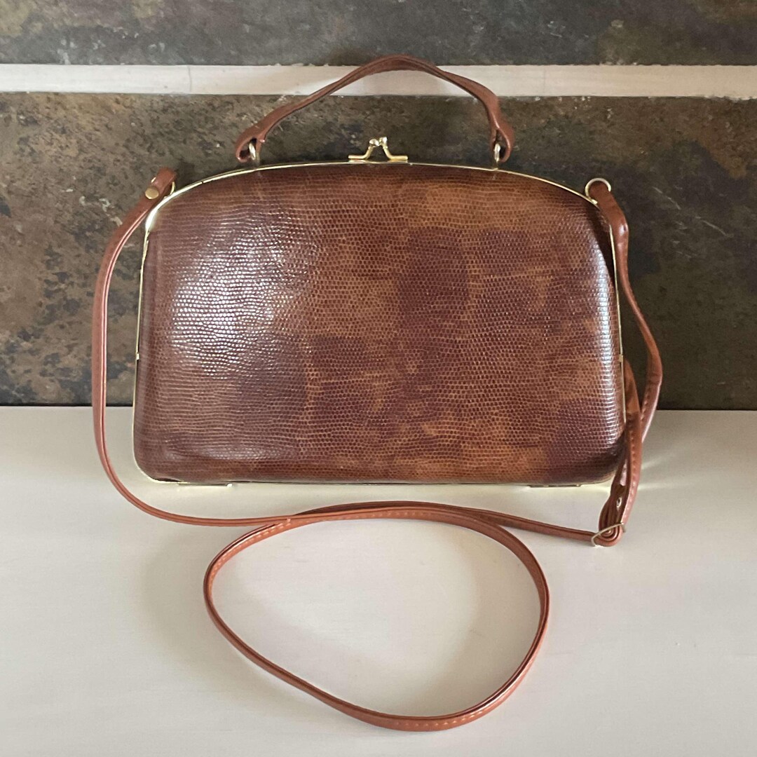 Vintage Leather Hinge Hard Side Purse Bag - Etsy