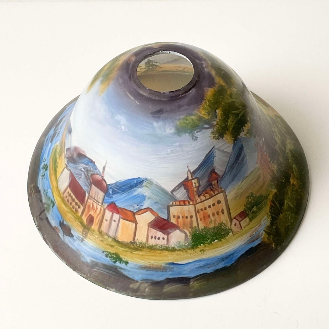 Vintage Reverse Hand Painted Glass Lamp Shade Replacement - Etsy