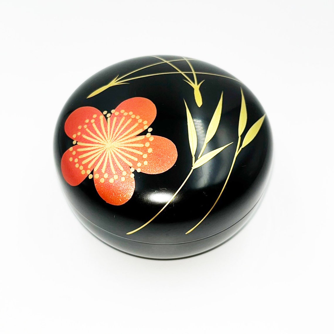 Japanese Lacquered Wooden Box With Gold Hand Painted Floral - Etsy