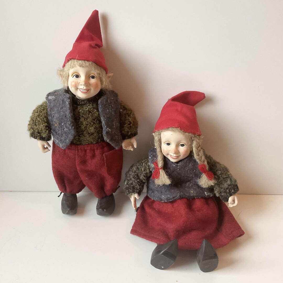 Set 2 Vintage Scandinavia Norwegian Elf Boy & Girl Christmas Doll ...