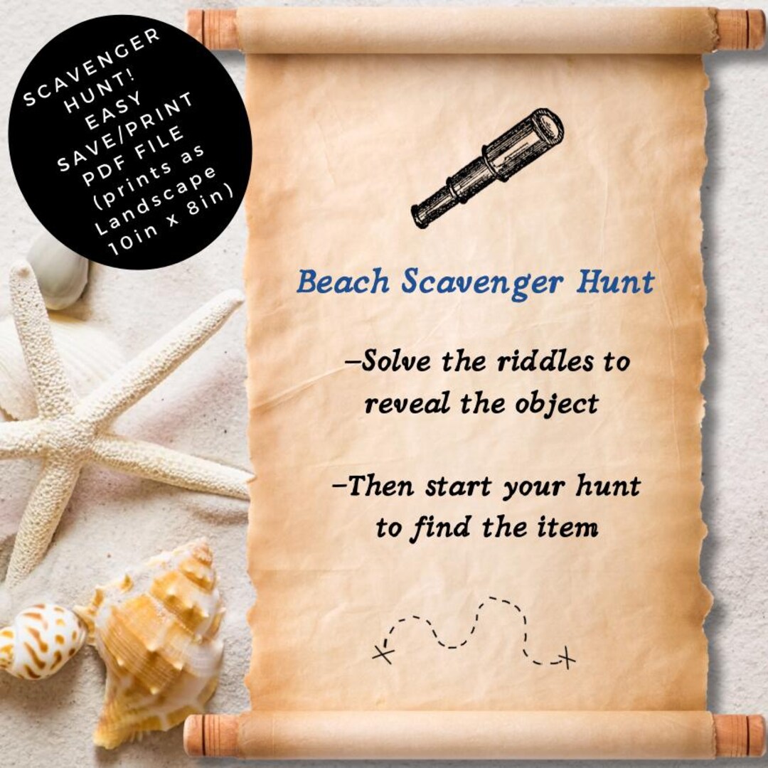 Digital Download of a Beach Scavengar Hunt, Outdoor Games, Pirate Games ...