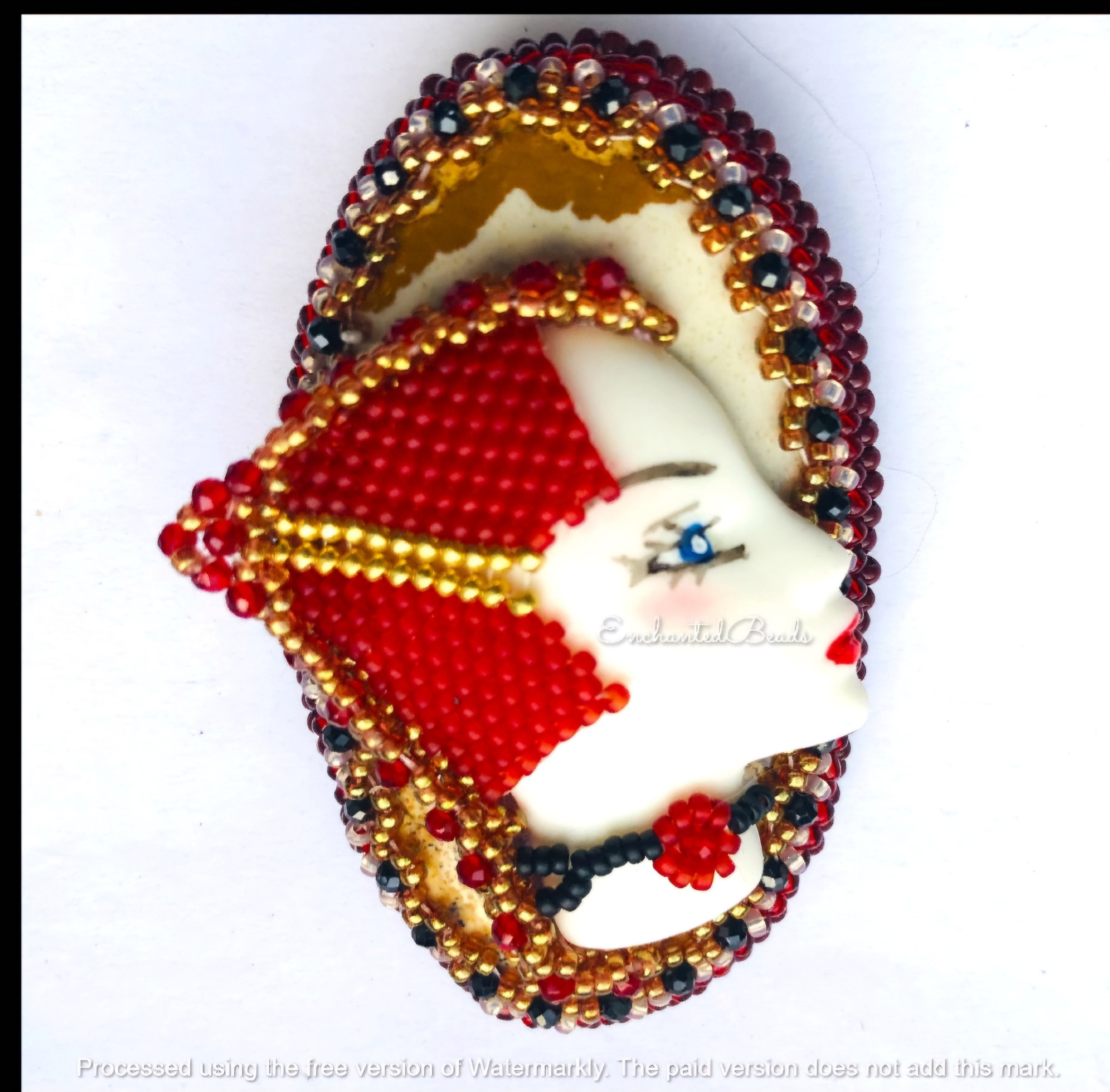 Art Deco Flapper Girl Face Cabochons: Hand Painted Brooch Blanks (1 ...