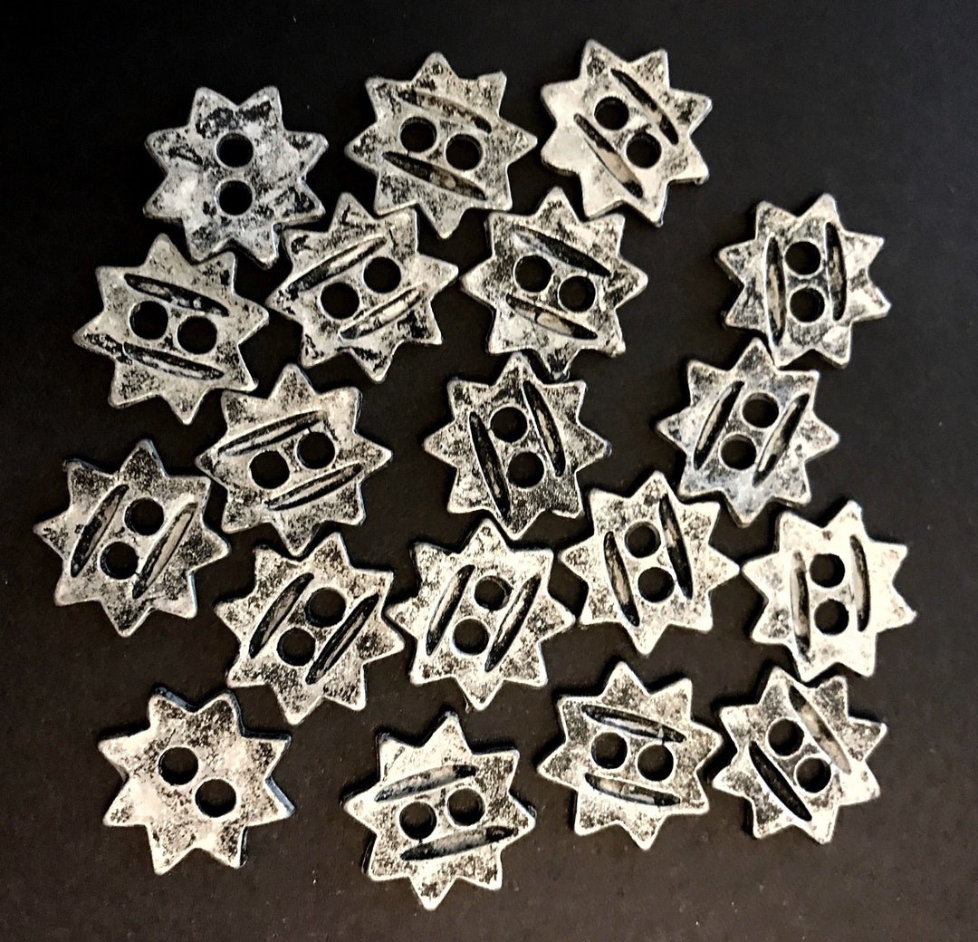 Rustic Star Metal Buttons: Faux Silver Tribal Design (10 in Lot) - Etsy
