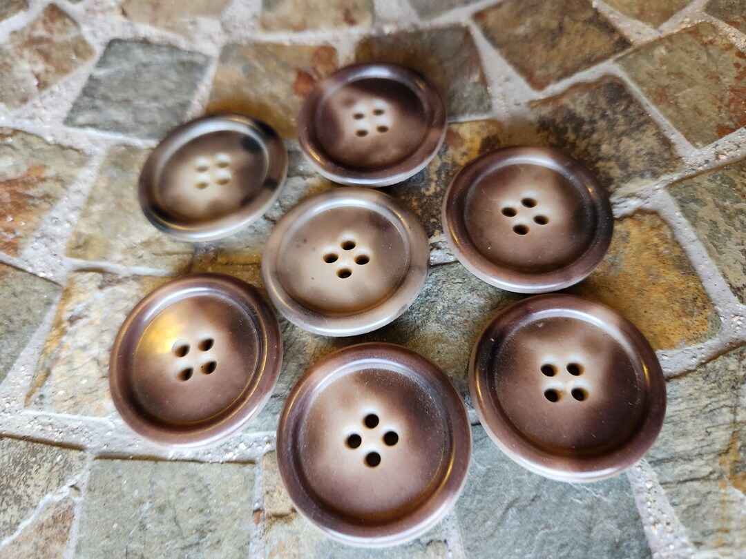 Vintage Marble Look Plastic Buttons: Brown, Tan, Grey - 35mm (set of 7 ...