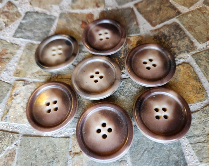 Vintage Marble Look Plastic Buttons: Brown, Tan, Grey - 35mm (set of 7 ...