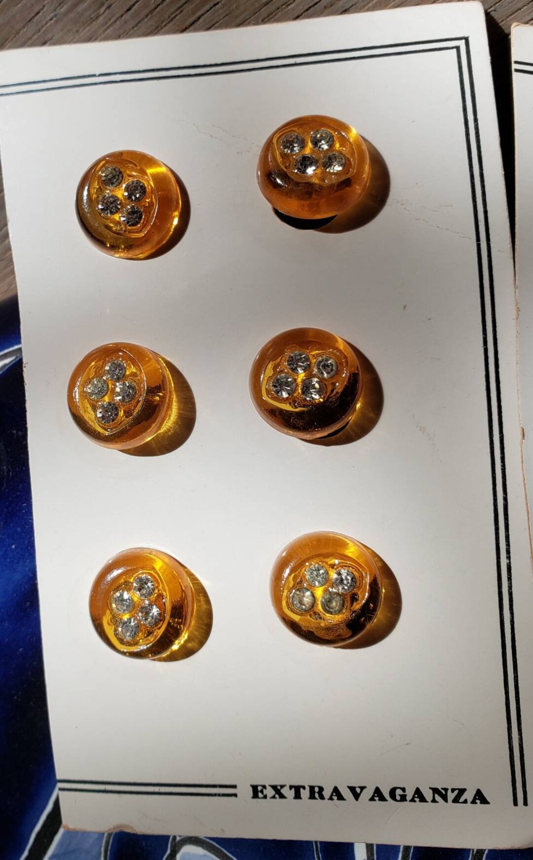 Vintage Round Plastic Buttons Amber Colored With Clear Stones, Coral ...