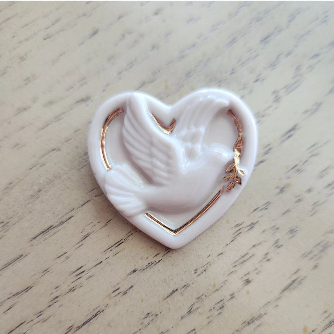 Lenox Peace Dove Brooch: Gold Trim Ceramic Pin, Holy Spirit Gift - Etsy