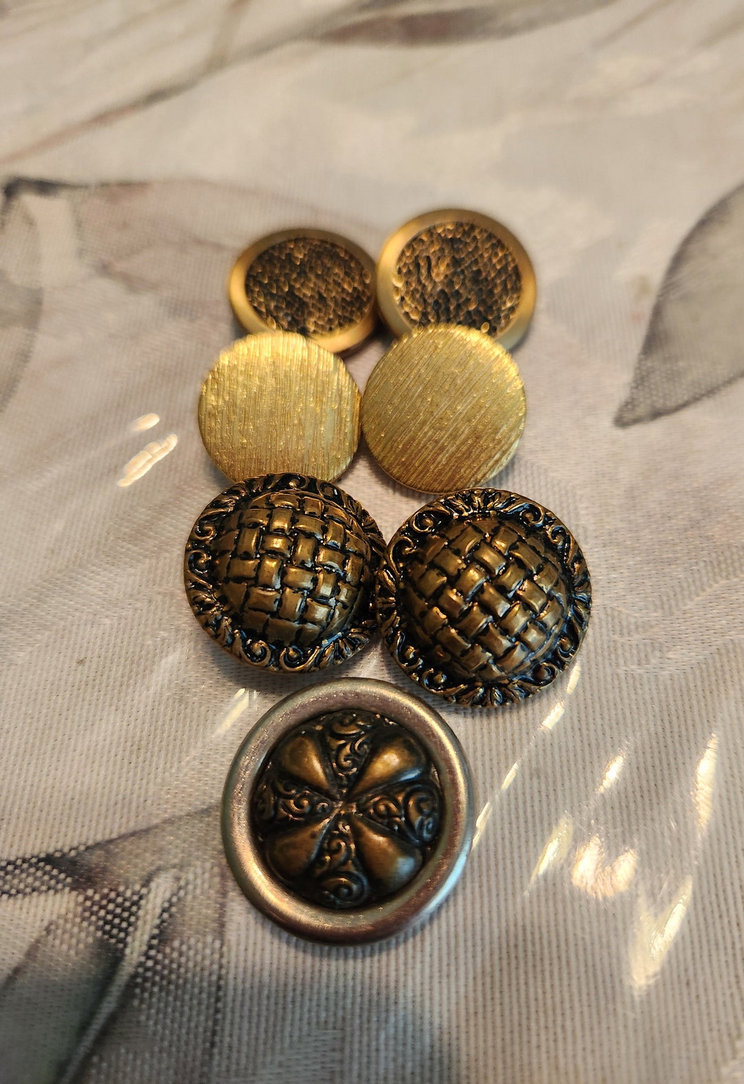 Vintage Gold Tone Metal Buttons: Domed Basket Weave, Etched - Lot of 7 ...