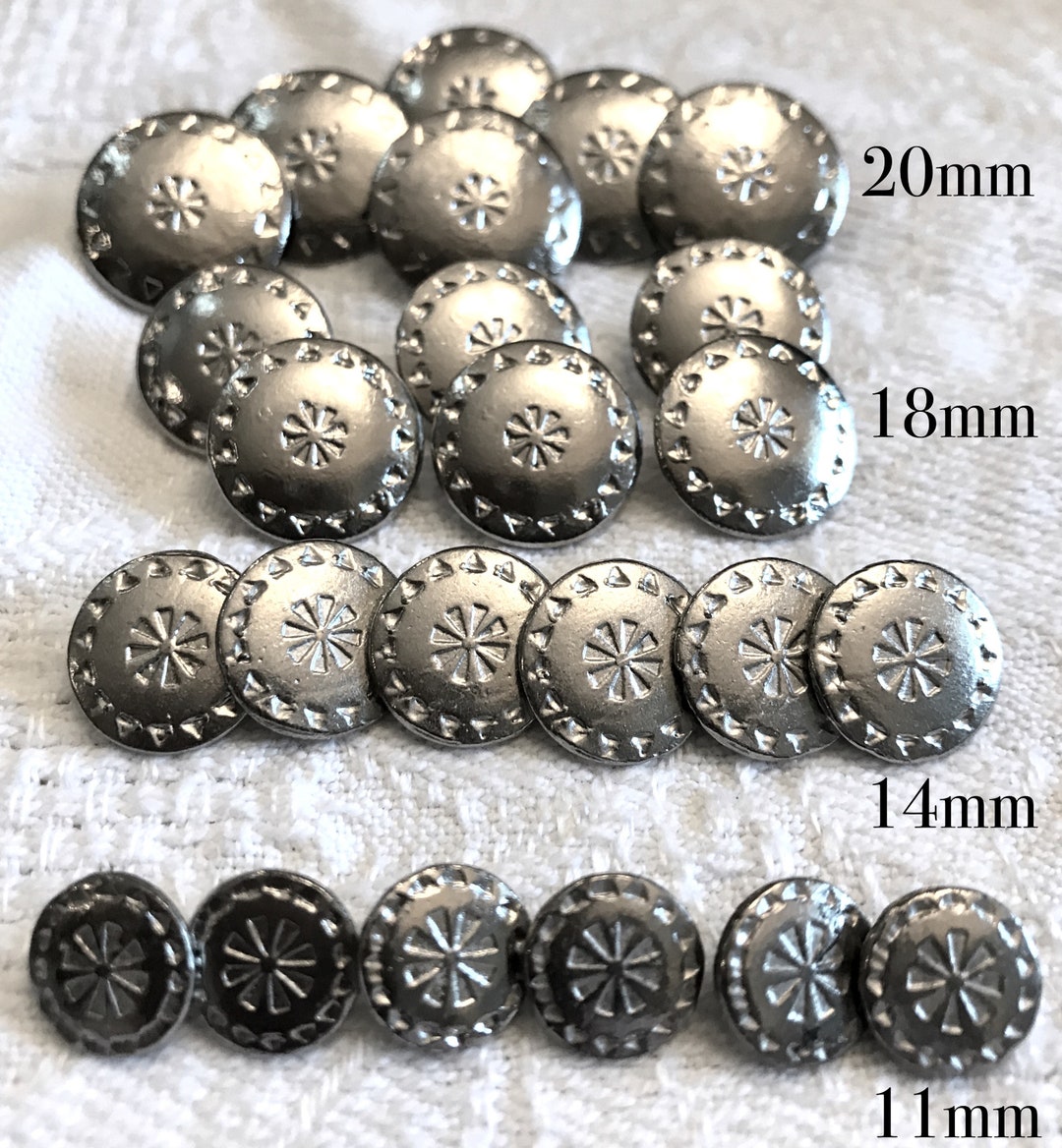 Silver Aztec/mayan Metal Buttons, Tribal Shield, South American, Round ...