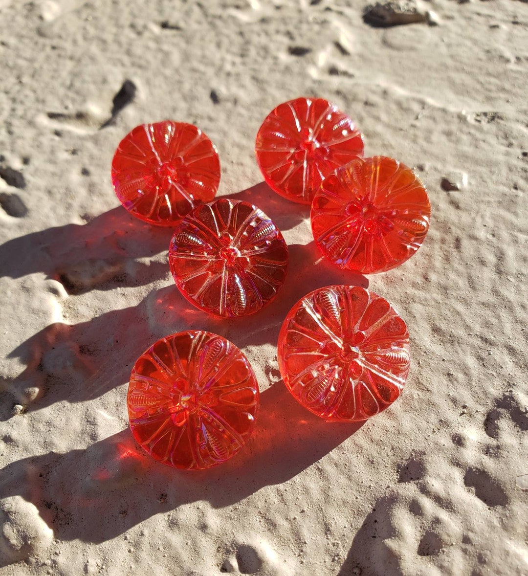 Antique Red Glass Buttons, Czechoslovakia Glass, Opaque, Floral Pattern ...