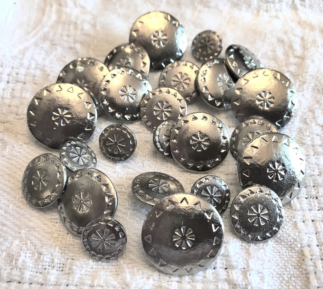 Silver Aztec/mayan Metal Buttons, Tribal Shield, South American, Round ...