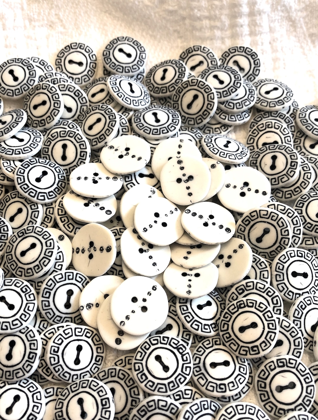 Vintage Greek Key Buttons: Matte Black & White, 15mm, Set of 10 - Etsy