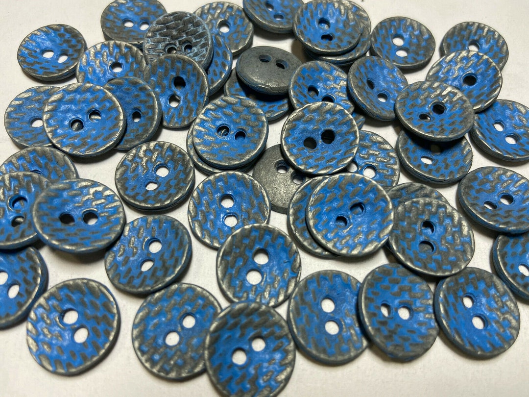 Vintage Metal Button Royal Blue Mosaic Blue Dark Grey - Etsy