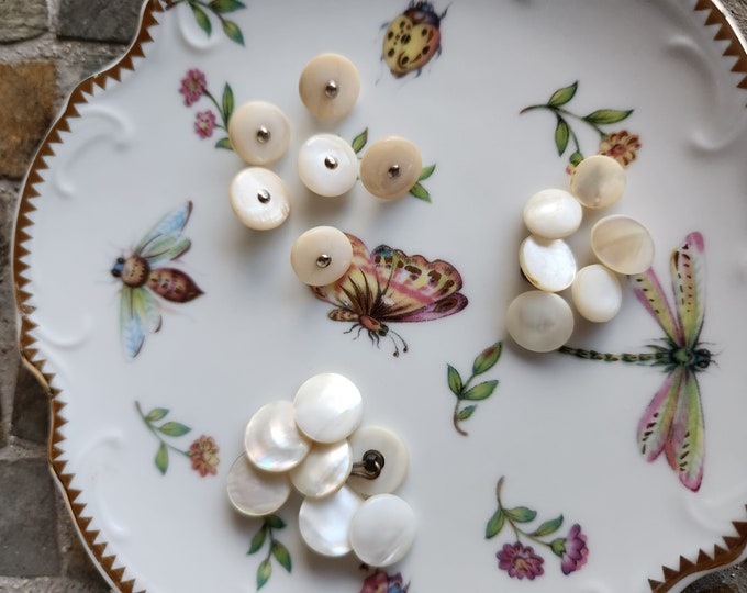 Antique White MOP Buttons, Cream, Pearlescent, Metal Loop Shank, Pin ...