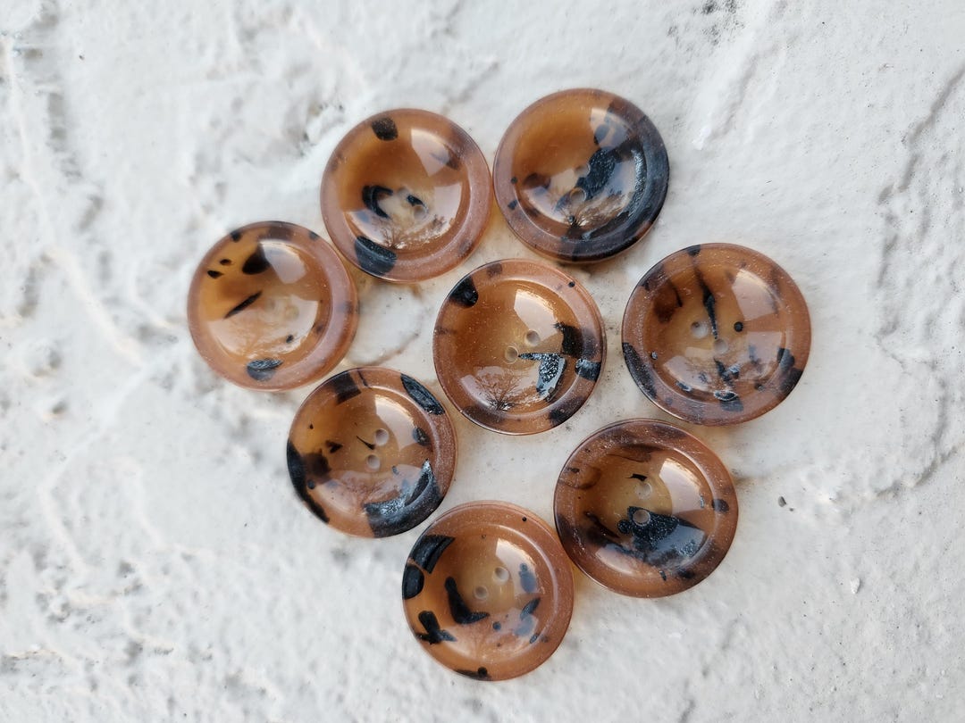 Vintage Tortoise Shell Plastic Buttons: Chunky Brown Concave Coat ...