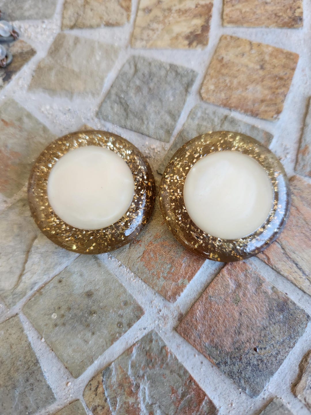 Vintage Gold Lucite Buttons: Faux MOP Center, Retro 1940s (42 Mm, Set ...